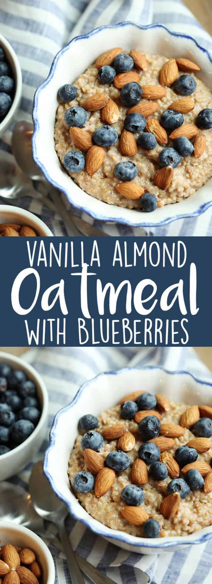 Vanilla Almond Oatmeal with Blueberries - Eat Yourself Skinny