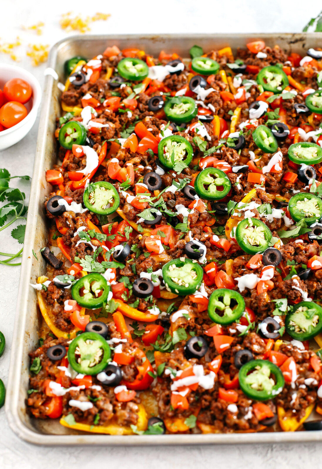 Sheet Pan Loaded Bell Pepper Nachos - Eat Yourself Skinny